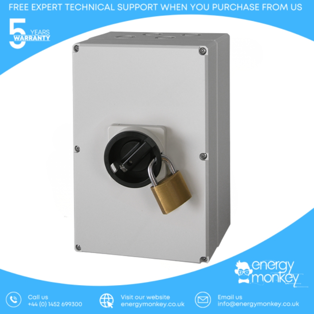 Enclosed DC Switch IP67 Nema 4X 2 Pole 1 String 55A 800VDC Lockable ...
